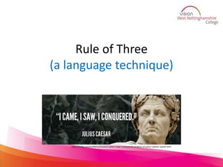 Rule of Three presentation English Literature | PDF