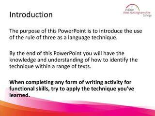 Rule of Three presentation English Literature | PPT