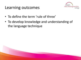 Rule of Three presentation English Literature | PPT