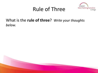 Rule of Three presentation English Literature | PPT