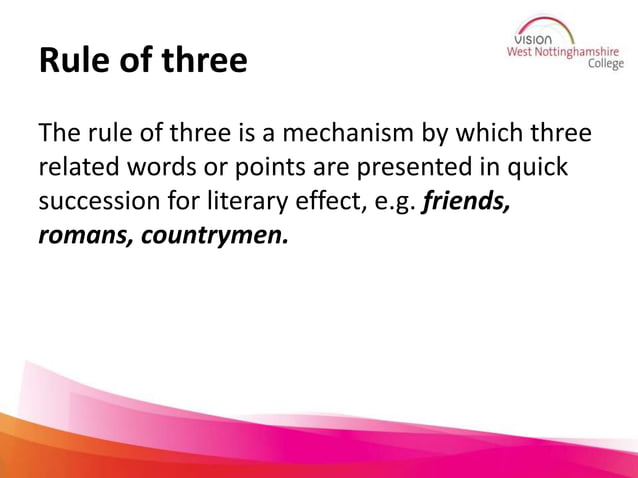 Rule of Three presentation English Literature | PPT