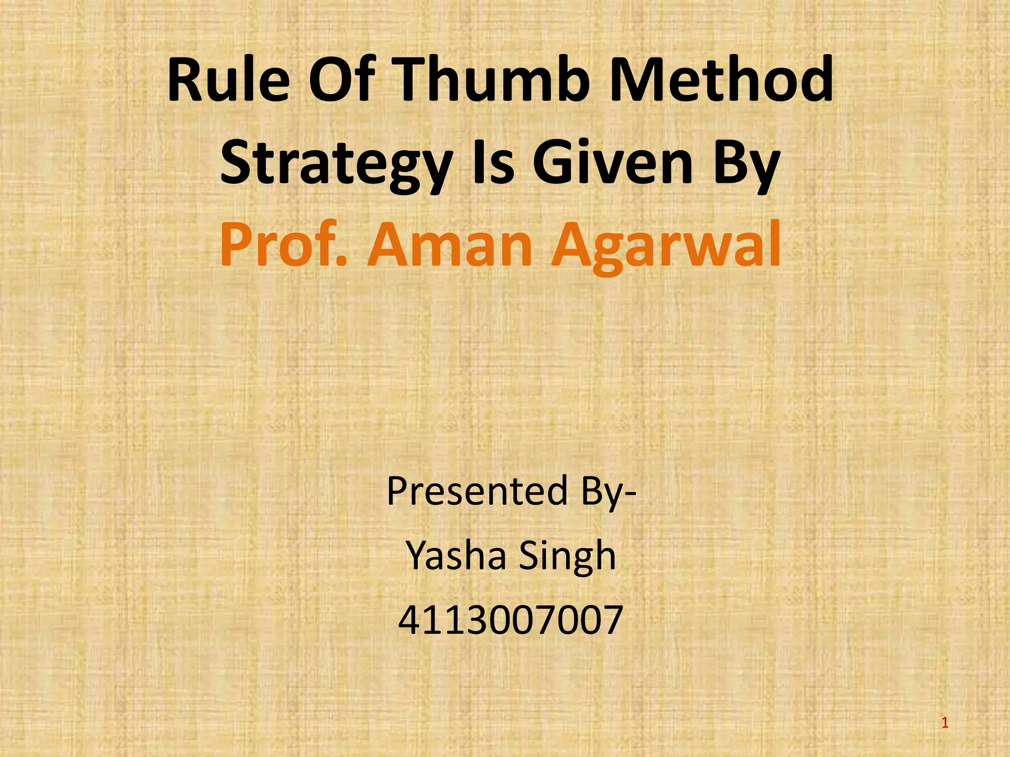 Rule of thumb method | PPTX