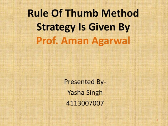Rule of thumb method | PPTX