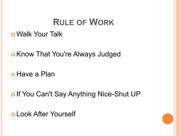 Rule of Work | PPTX