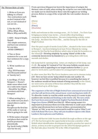 the 13 rules of radio on my script | DOCX
