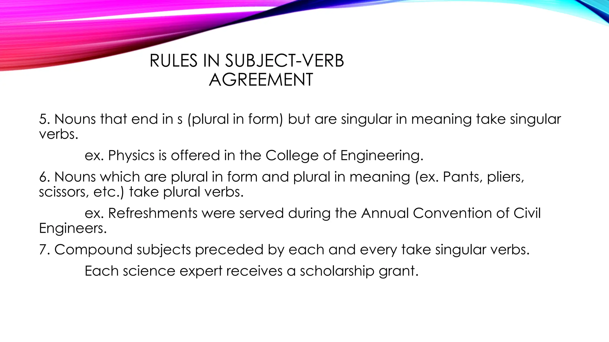 Rules-in-subject-verb-agreement presentation | PPTX