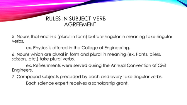 Rules-in-subject-verb-agreement presentation | PPTX