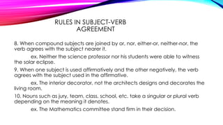Rules-in-subject-verb-agreement presentation | PPTX