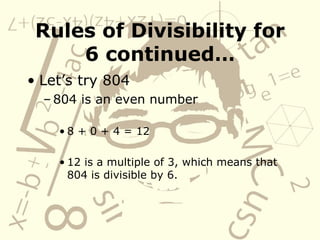 Rules of Divisibility | PPT