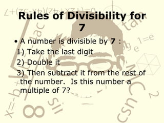 Rules of Divisibility | PPT