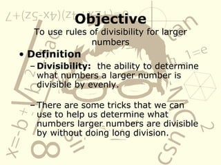 Rules of Divisibility | PPT