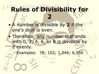 Rules of Divisibility | PPT