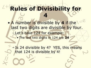 Rules of Divisibility | PPT