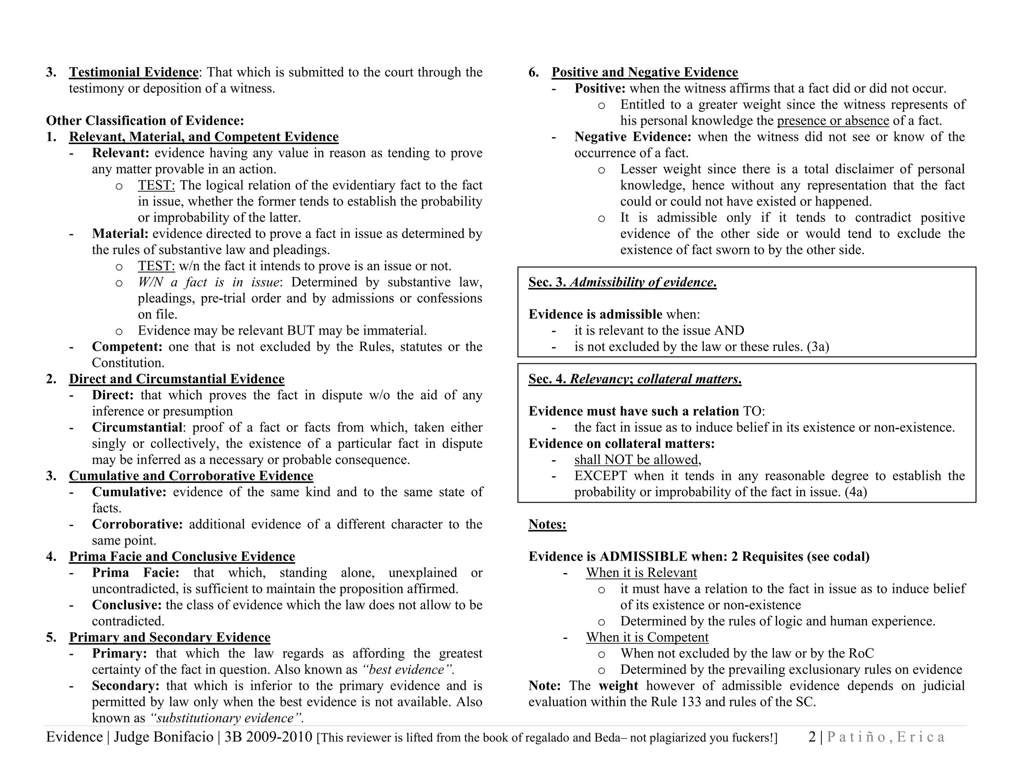RULES OF EVIDENCE, INCLUDED EXAMPLES AND DEFINITION | PDF