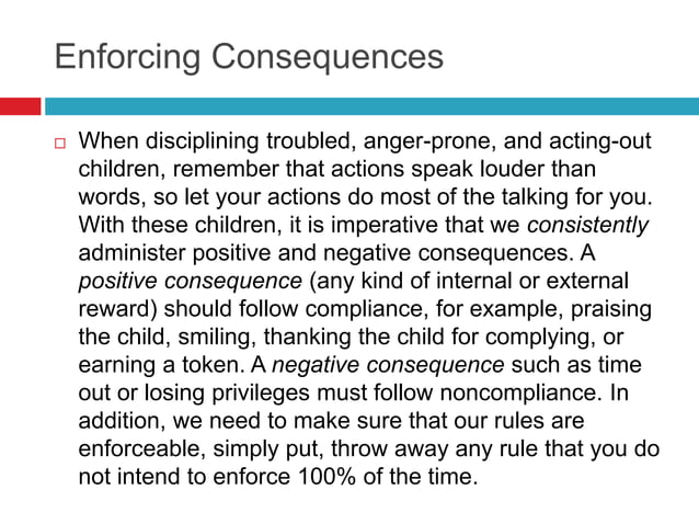 Enforcing Rules and Consequences in the Classroom | PPTX | Parenting ...