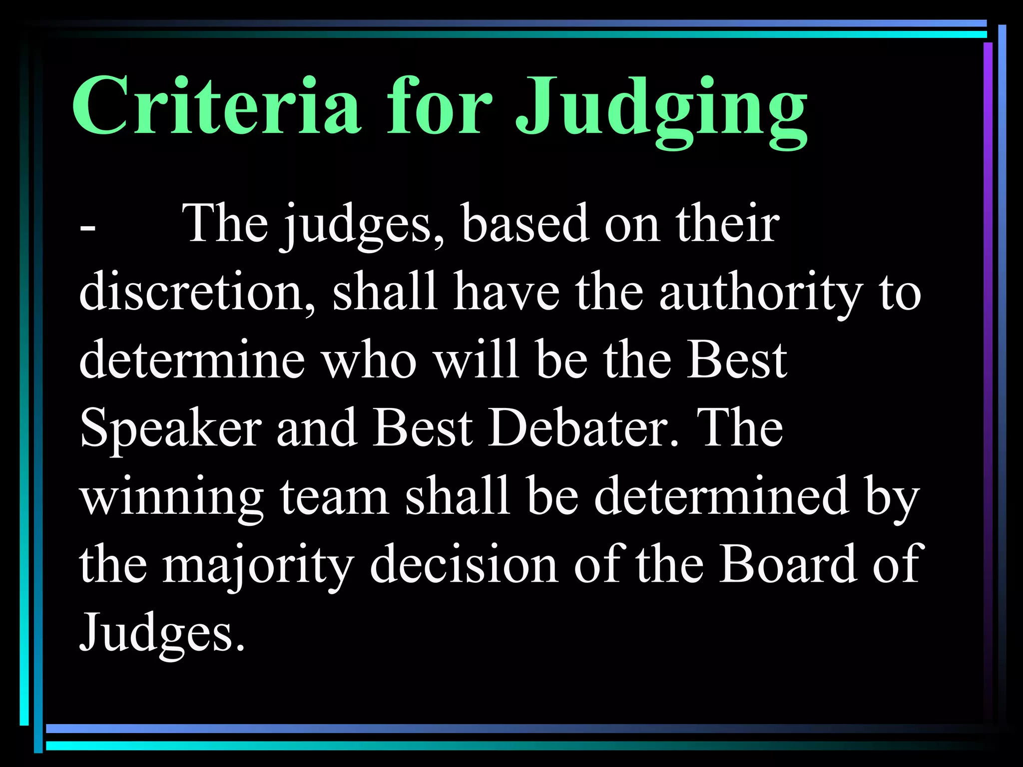 Rules and Guidelines on Debate Competition | PPT