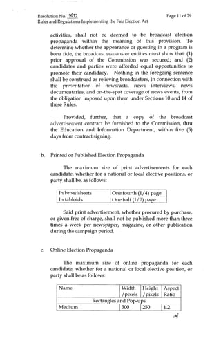 Rules and regulation fair campaign act | PDF