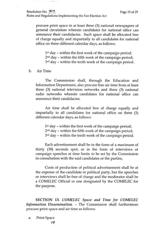 Rules and regulation fair campaign act | PDF