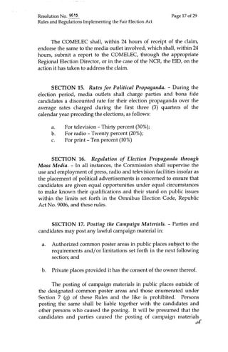 Rules and regulation fair campaign act | PDF