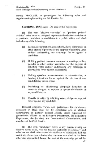 Rules and regulation fair campaign act | PDF