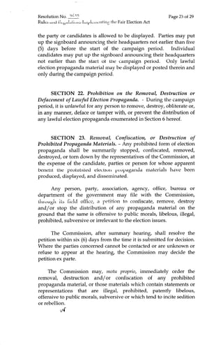 Rules and regulation fair campaign act | PDF