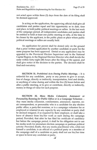 Rules and regulation fair campaign act | PDF