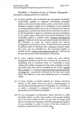 Rules and regulation fair campaign act | PDF