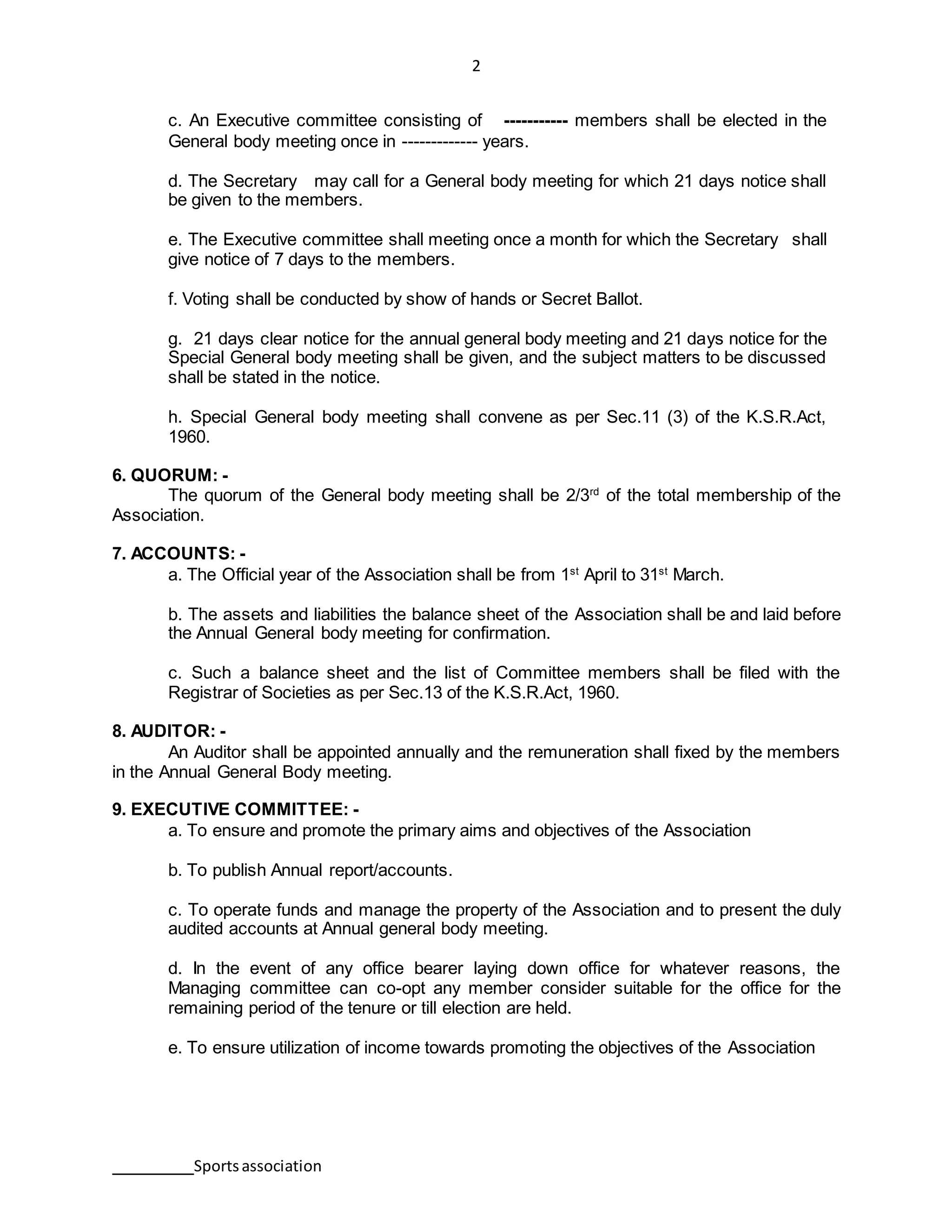 Rules and regulation of sports assoiation | DOC