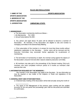 Rules and regulation of sports assoiation | DOC