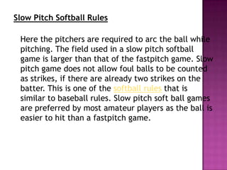 Softball Game Rules