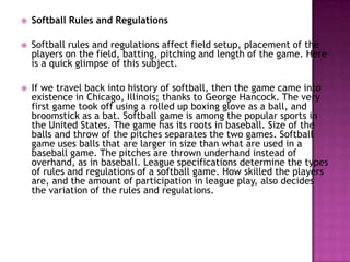 Softball Game Rules