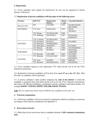 Rules and regulations for Private candidates TTC 2012 | PDF