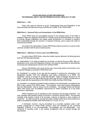 Rules and Regulations Implementing the Personal Equity and Retirement ...