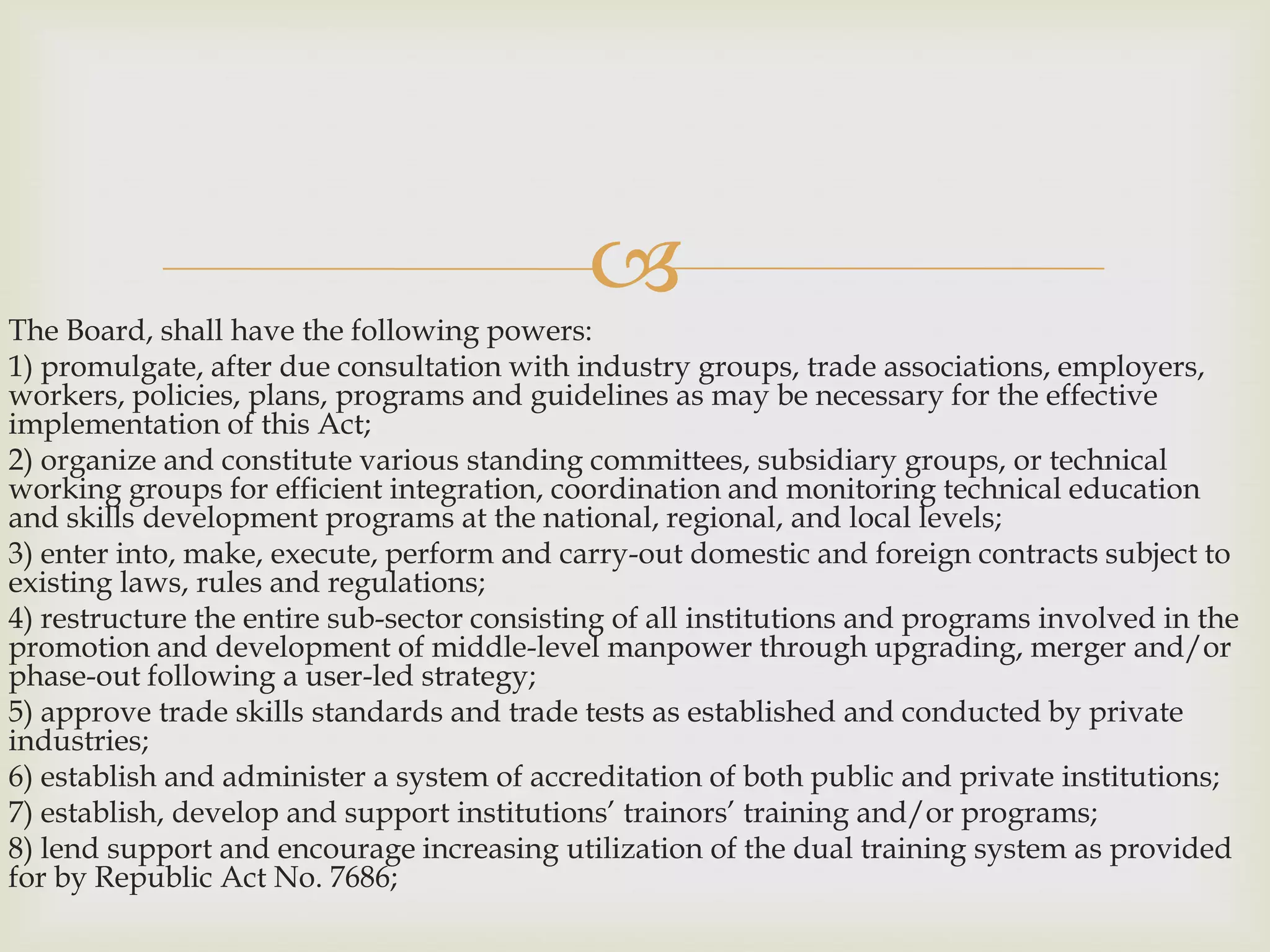 Rules and regulations implementing the tesda act powerpoint | PPTX