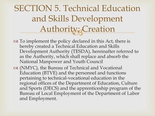 Rules and regulations implementing the tesda act powerpoint | PPTX