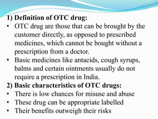 OTC drugs (Amended rules) Drug and Cosmetic Act, 1940 & Rules,1945 | PPTX