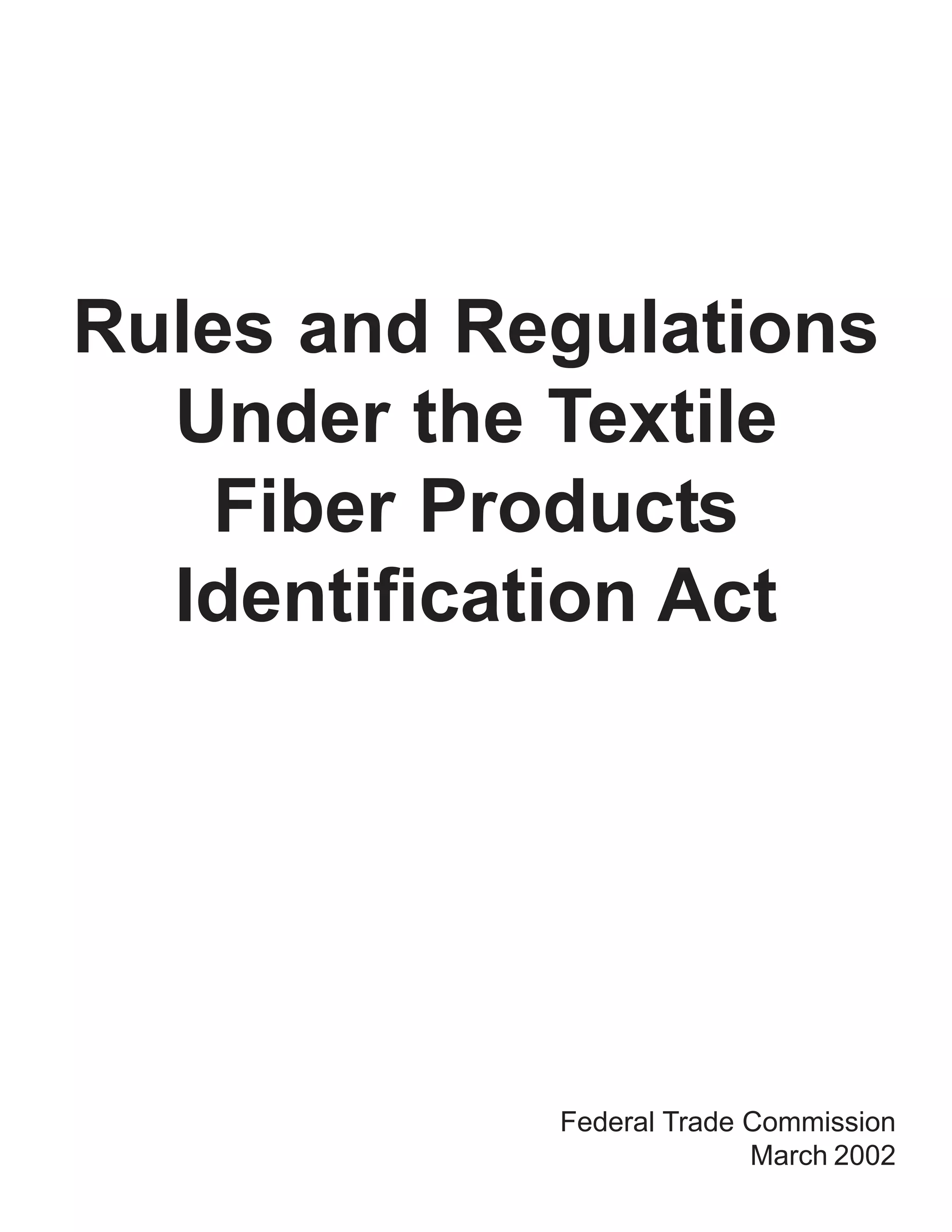 Rules and regulutions for textile | PDF