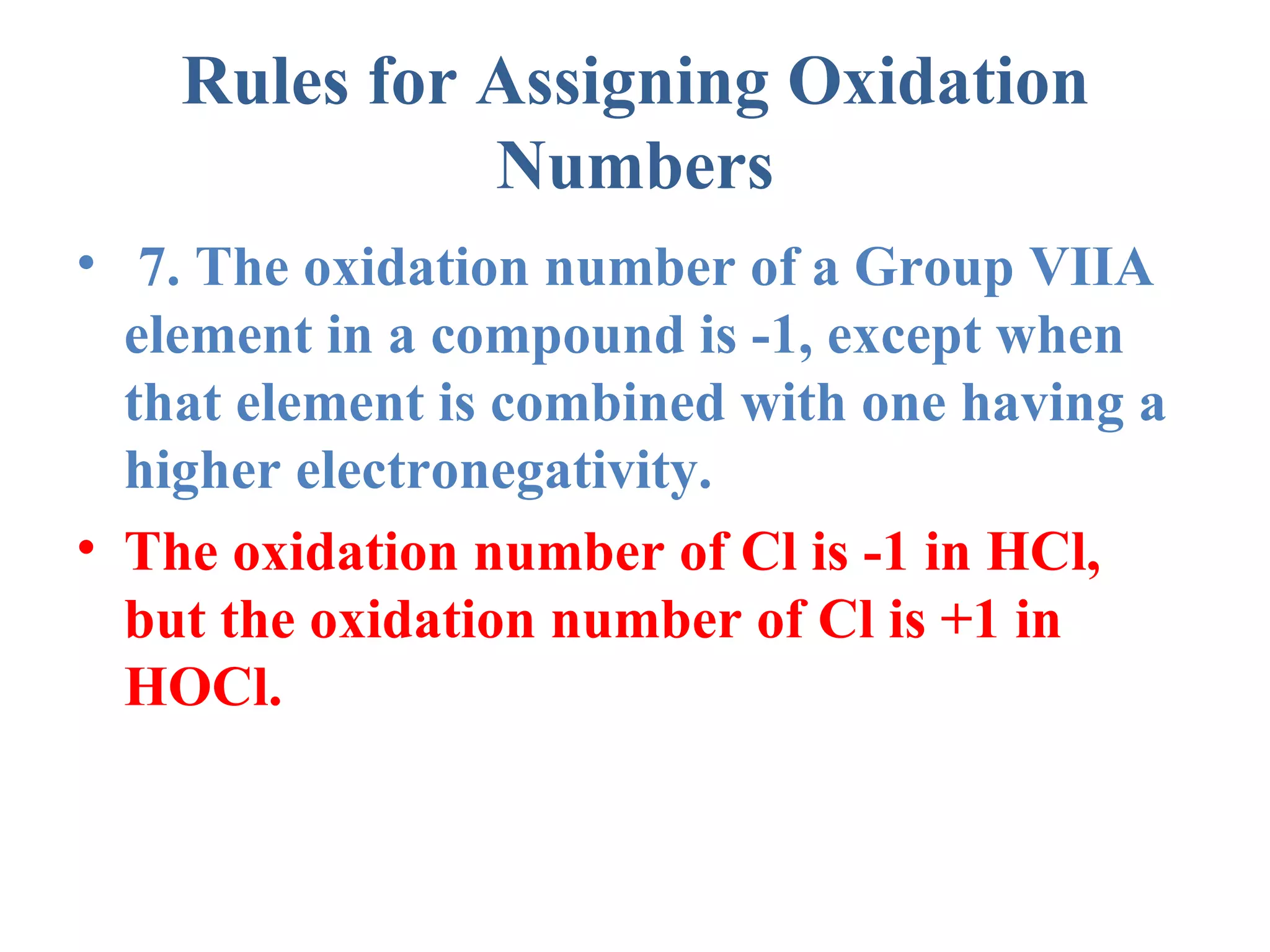 Rules assign oxidation numbers | PPT