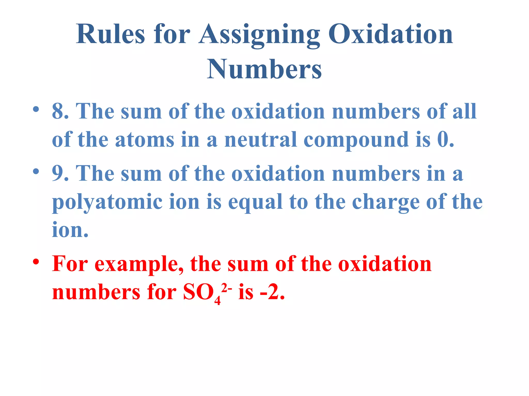 Rules assign oxidation numbers | PPT