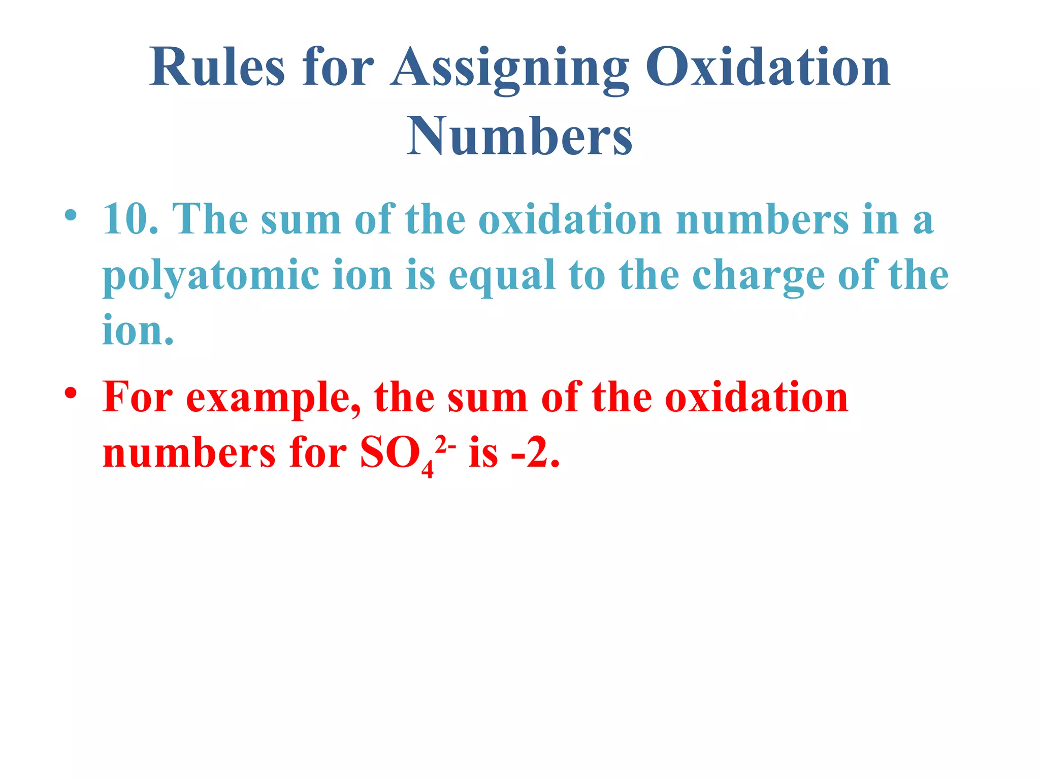 Rules assign oxidation numbers | PPT Rules assign oxidation numbers | PPT