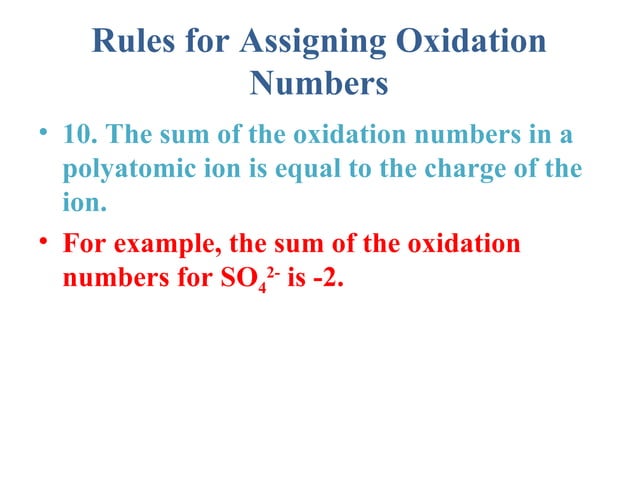 Rules assign oxidation numbers | PPT