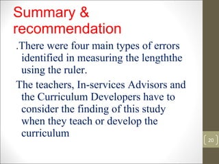 A study on primary grade students’ errors when using rulers | PPT