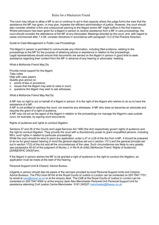 Rules for a mackenzie friend | DOC | Law