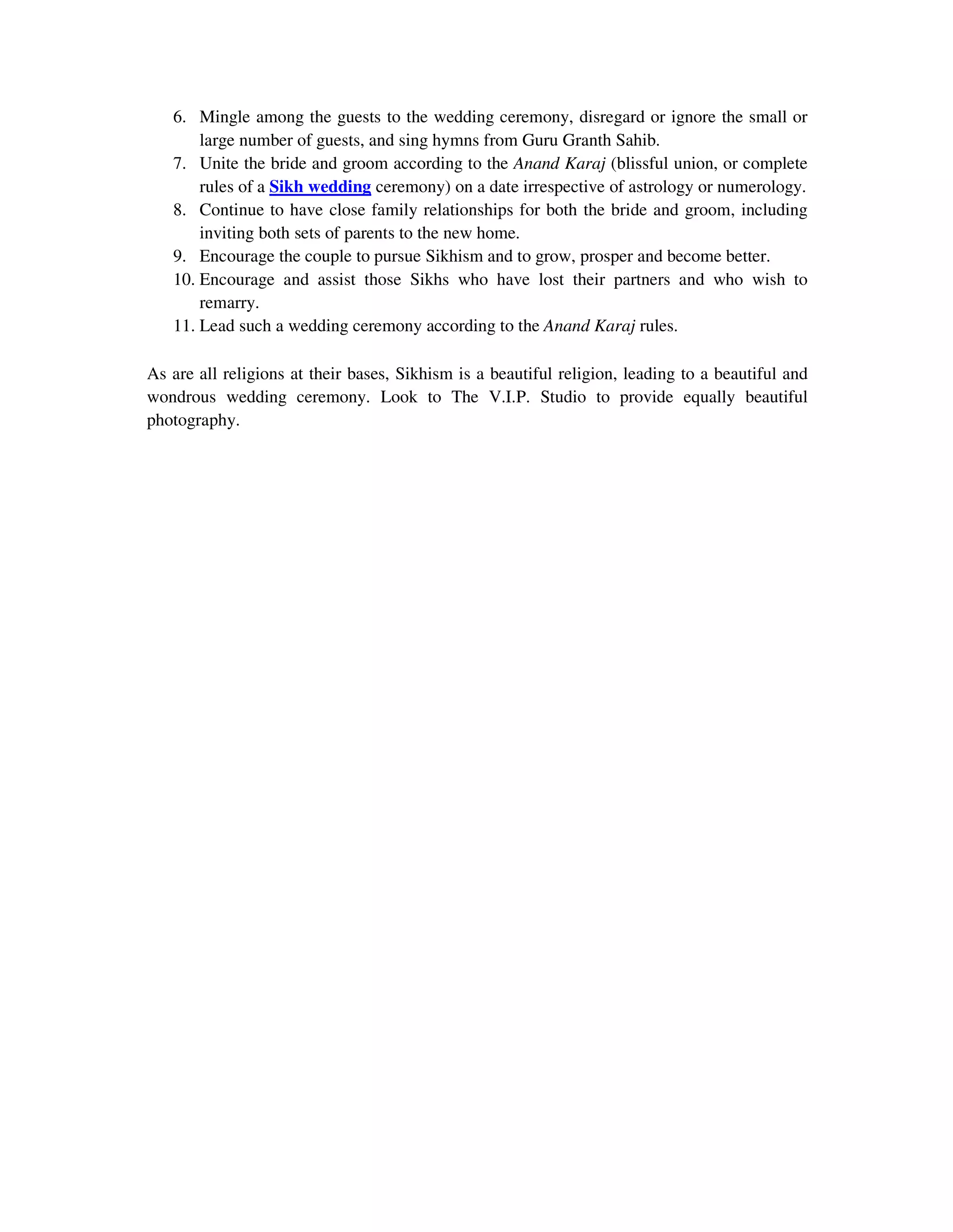 Rules for a sikh wedding | PDF