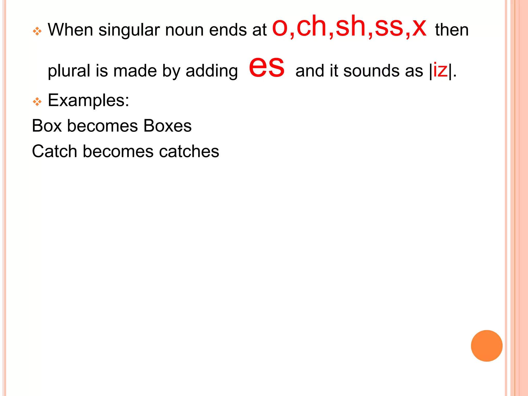 Rules for changing singular nouns into plural nouns | PPTX