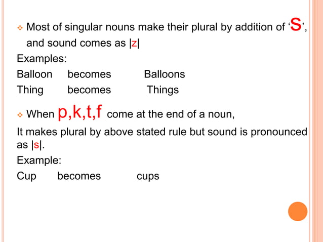Rules for changing singular nouns into plural nouns | PPTX