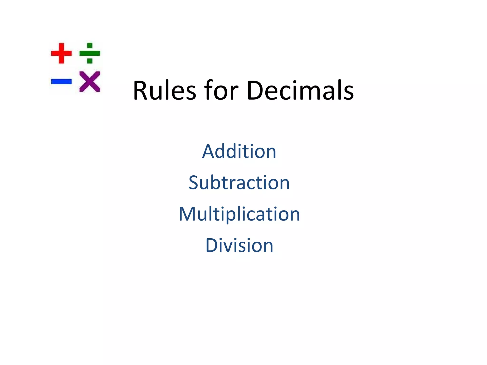 Rules for decimals | PPT