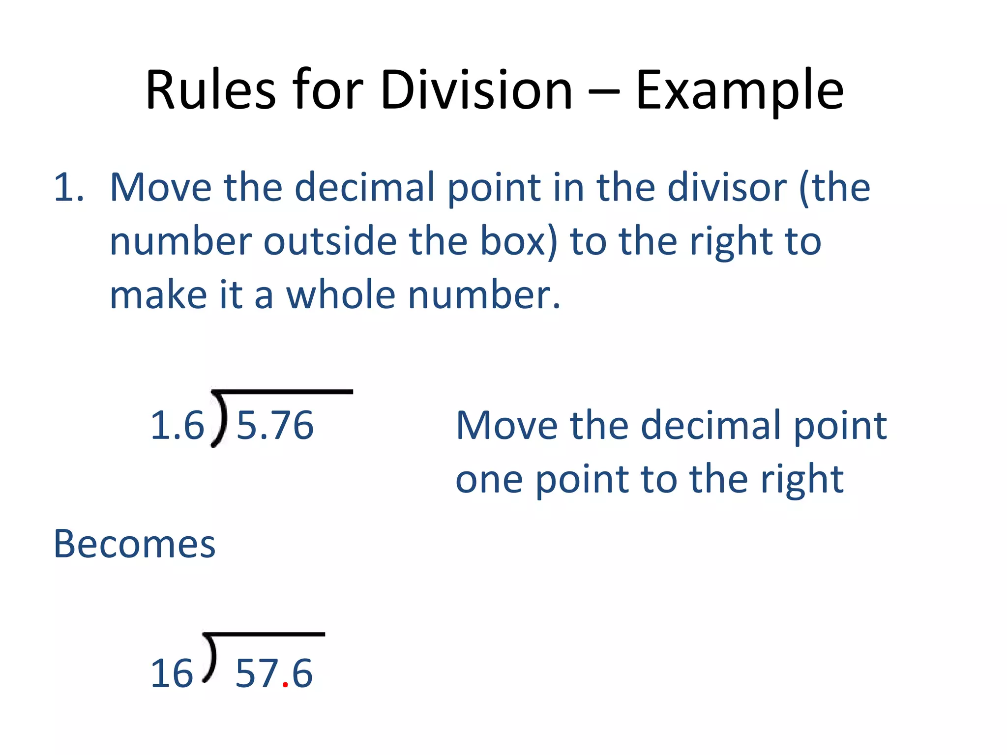Rules for decimals | PPT