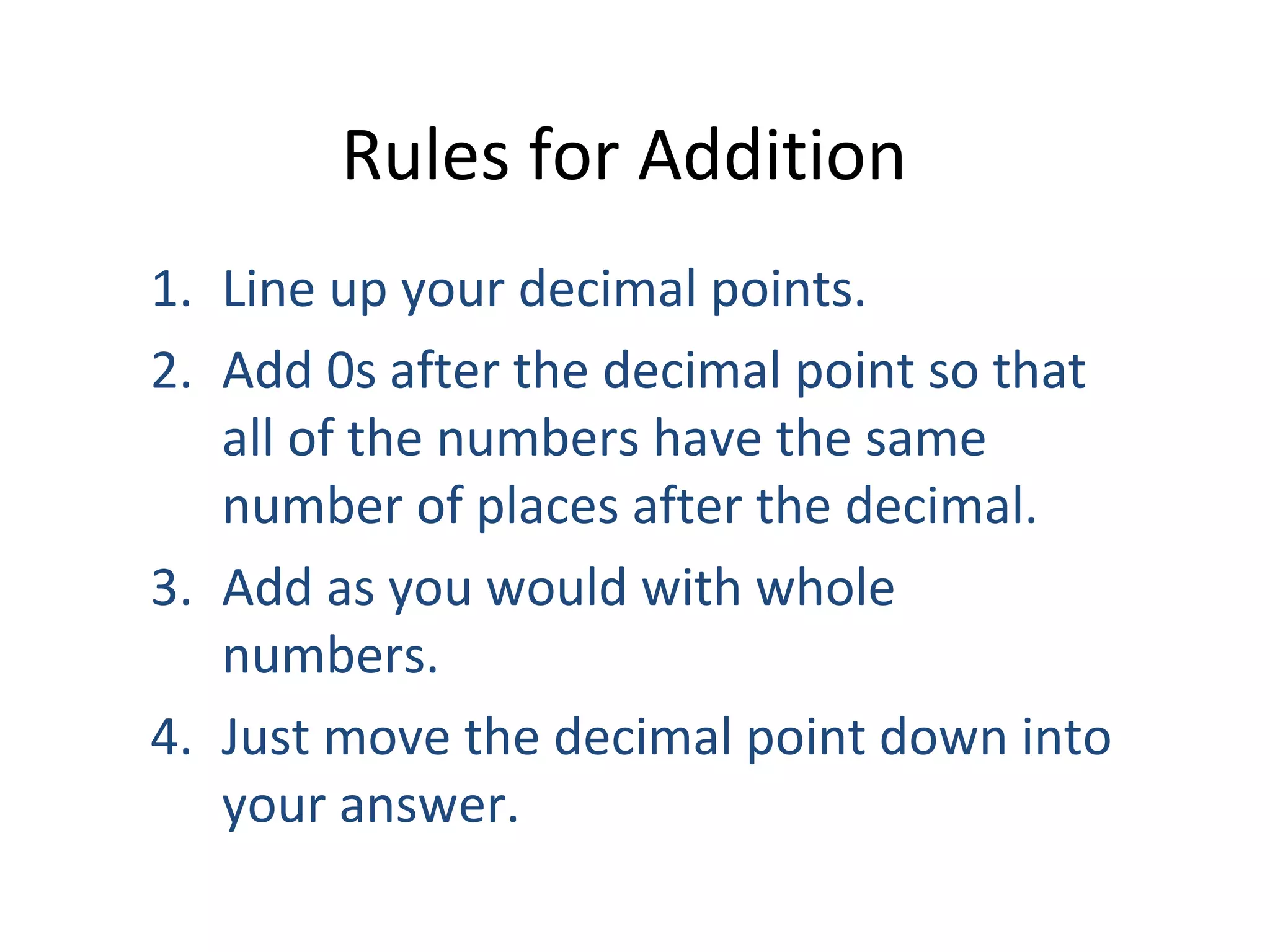 Rules for decimals | PPT