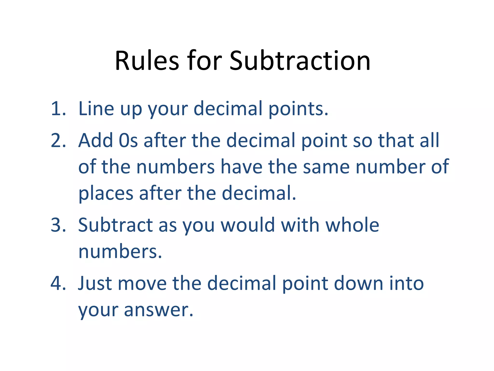 Rules for decimals | PPT